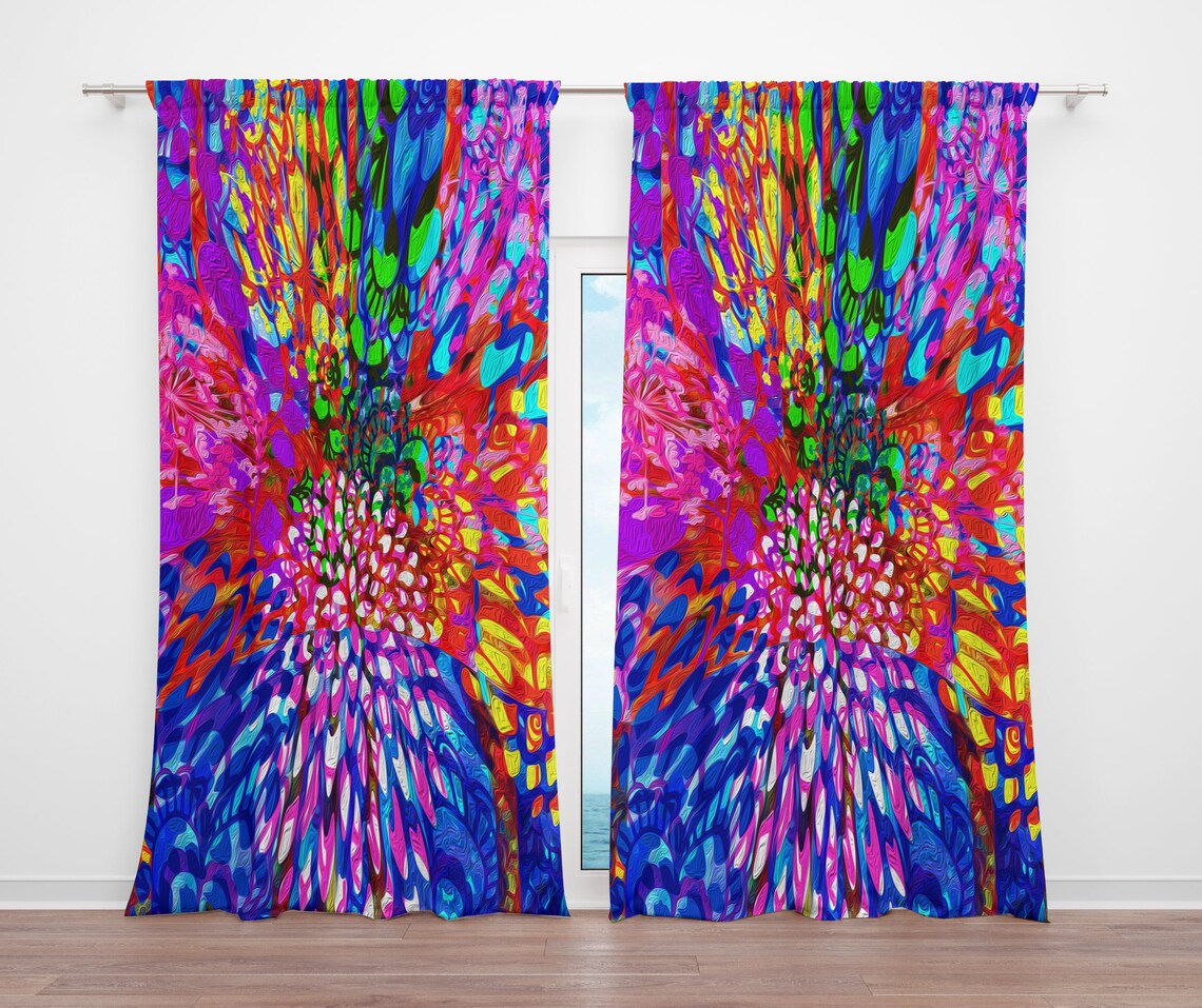 Window Curtains Color Crazy Abstract Funky Curtains - Etsy