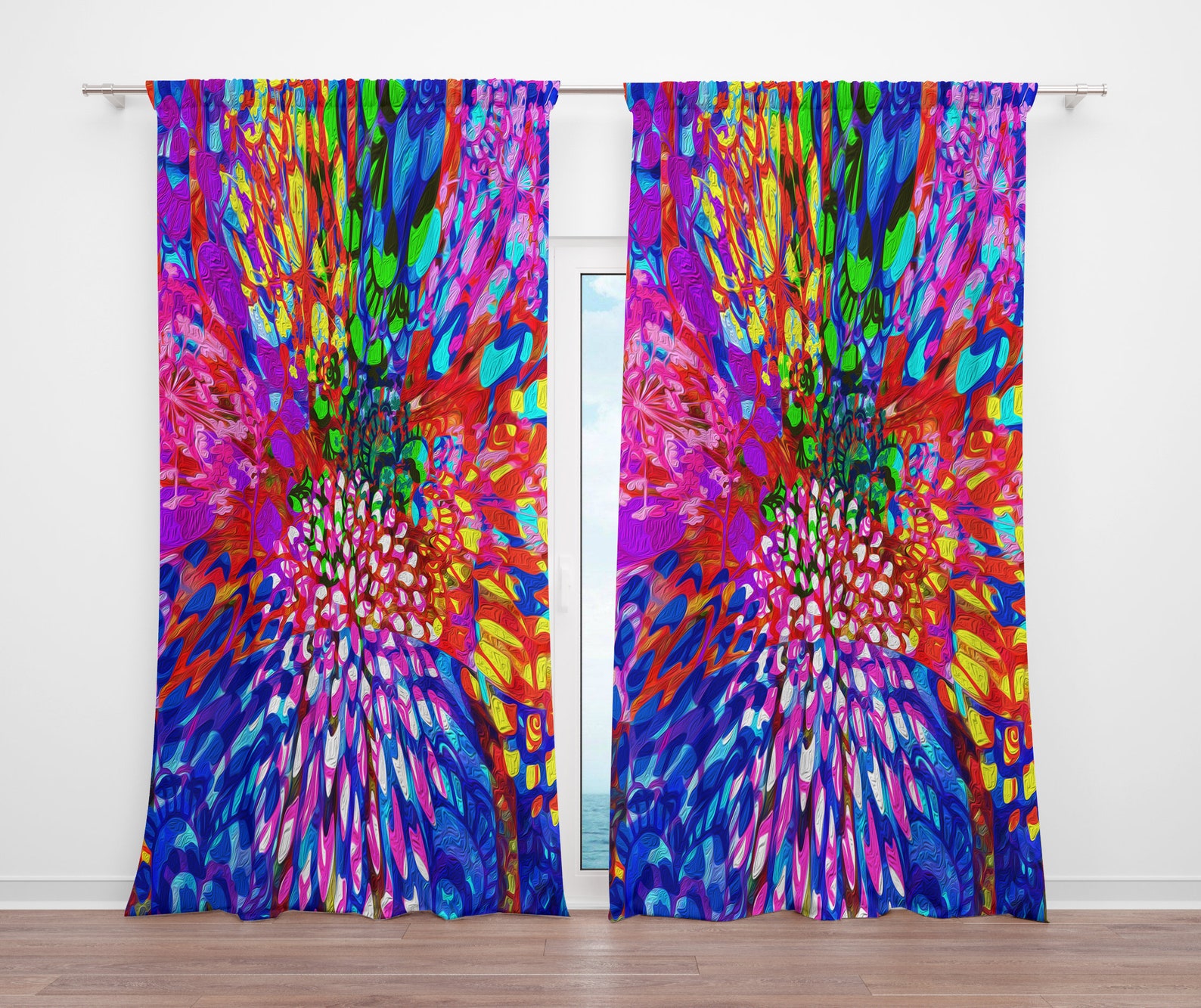 Window Curtains Color Crazy Abstract Funky Curtains - Etsy