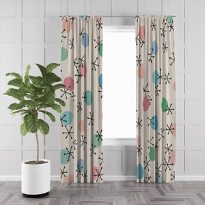Atomic Window Curtains Mid Century Modern Design - Etsy