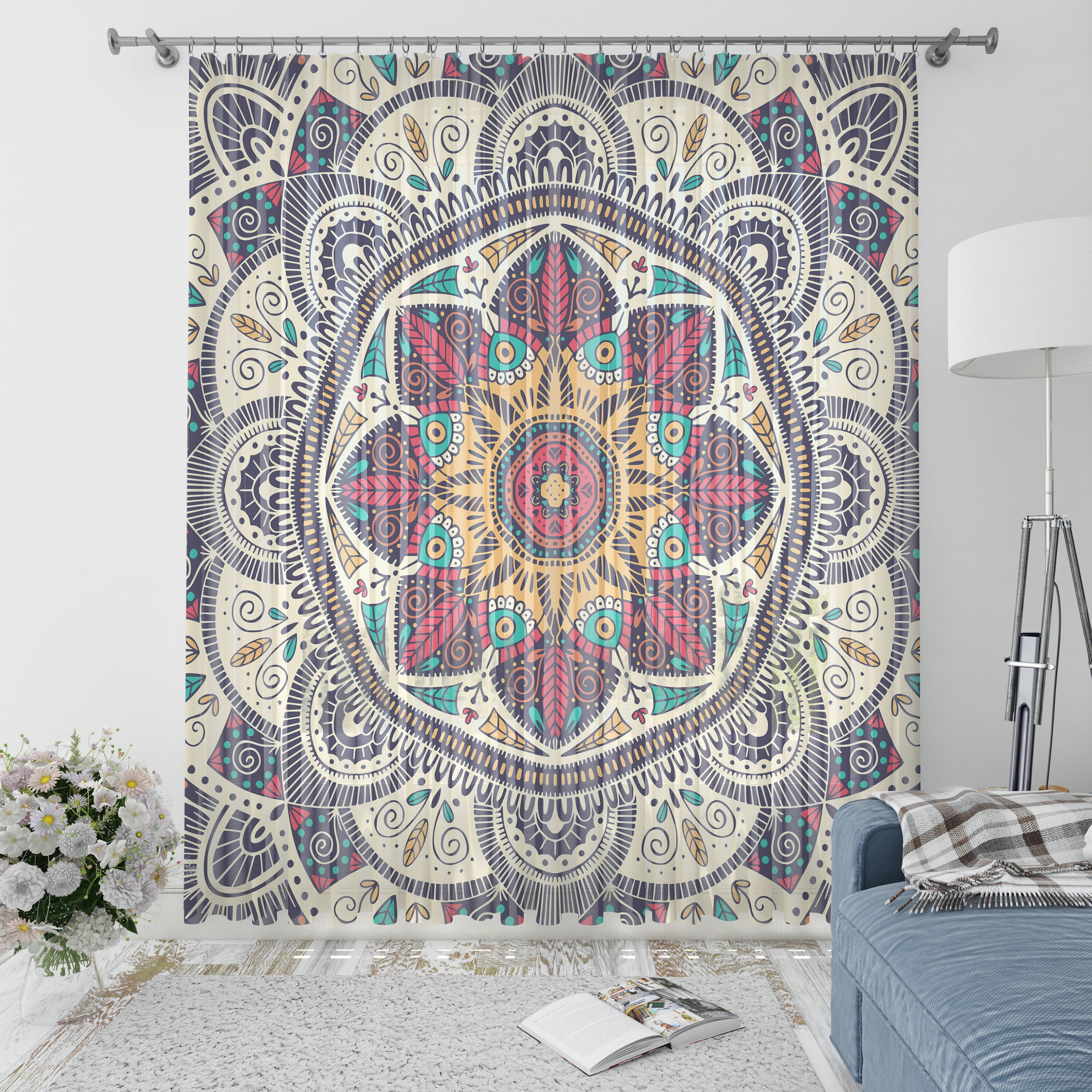 Boho Mandala Window Curtains Options Sheer Semi Sheer Lined | Etsy