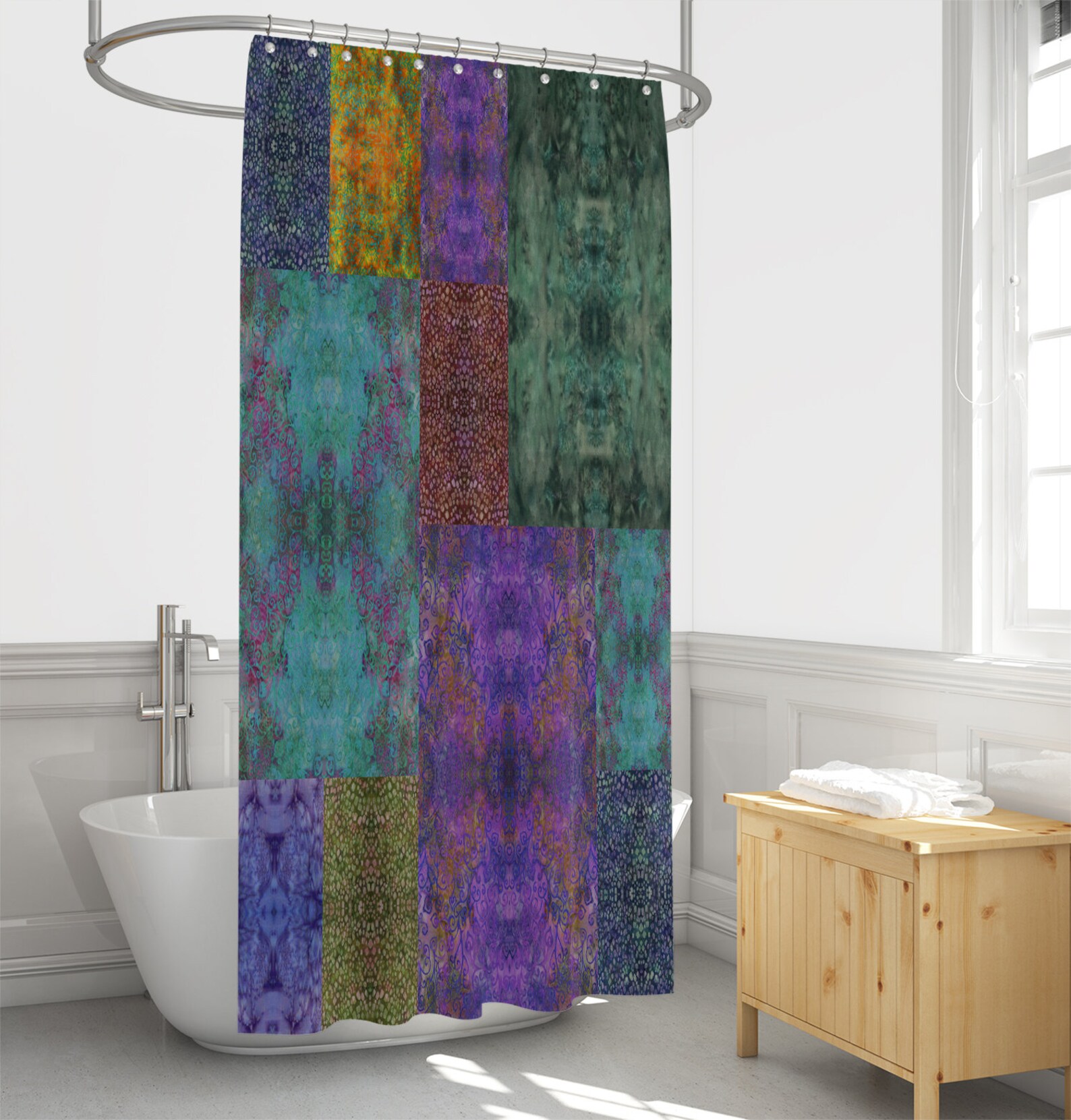 Boho Shower Curtain Optional Bath Mat Bathroom Set Gypsy Batik | Etsy
