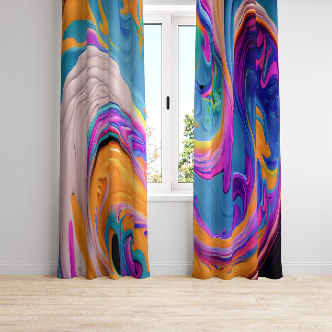 Groovy Swirl Window Curtains Boho Custom Curtains - Etsy