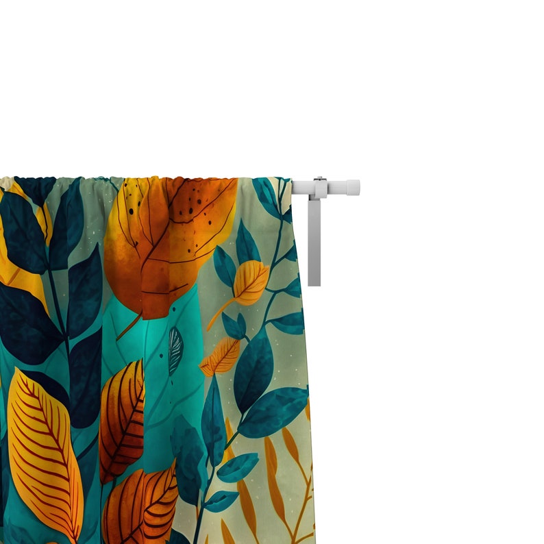 Colorful Leaves Botanical Window Curtains - Etsy