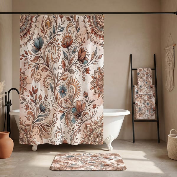 Matching Shower and Window Curtain Sets for Bathroom - Etsy