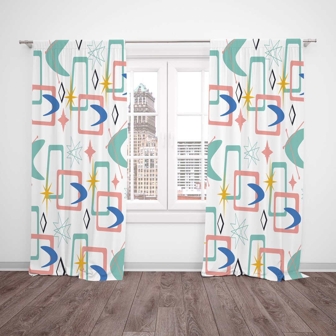 Window Curtains Mid Century Modern Design Window Treatments, Retro ...