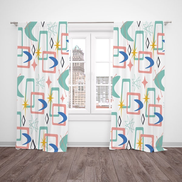 Mid Century Modern Curtains Etsy