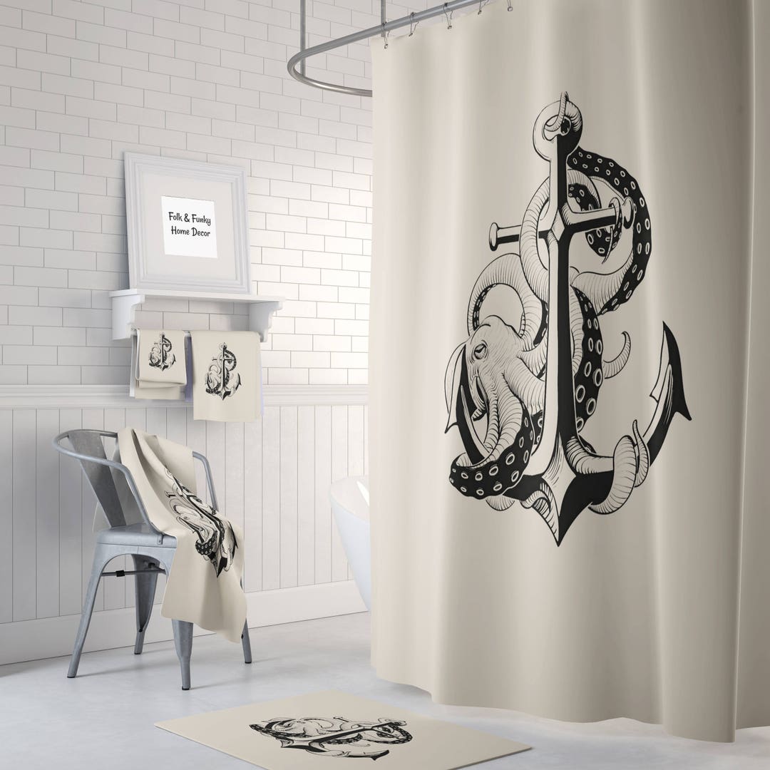 Beige Octopus Shower Curtain - Etsy