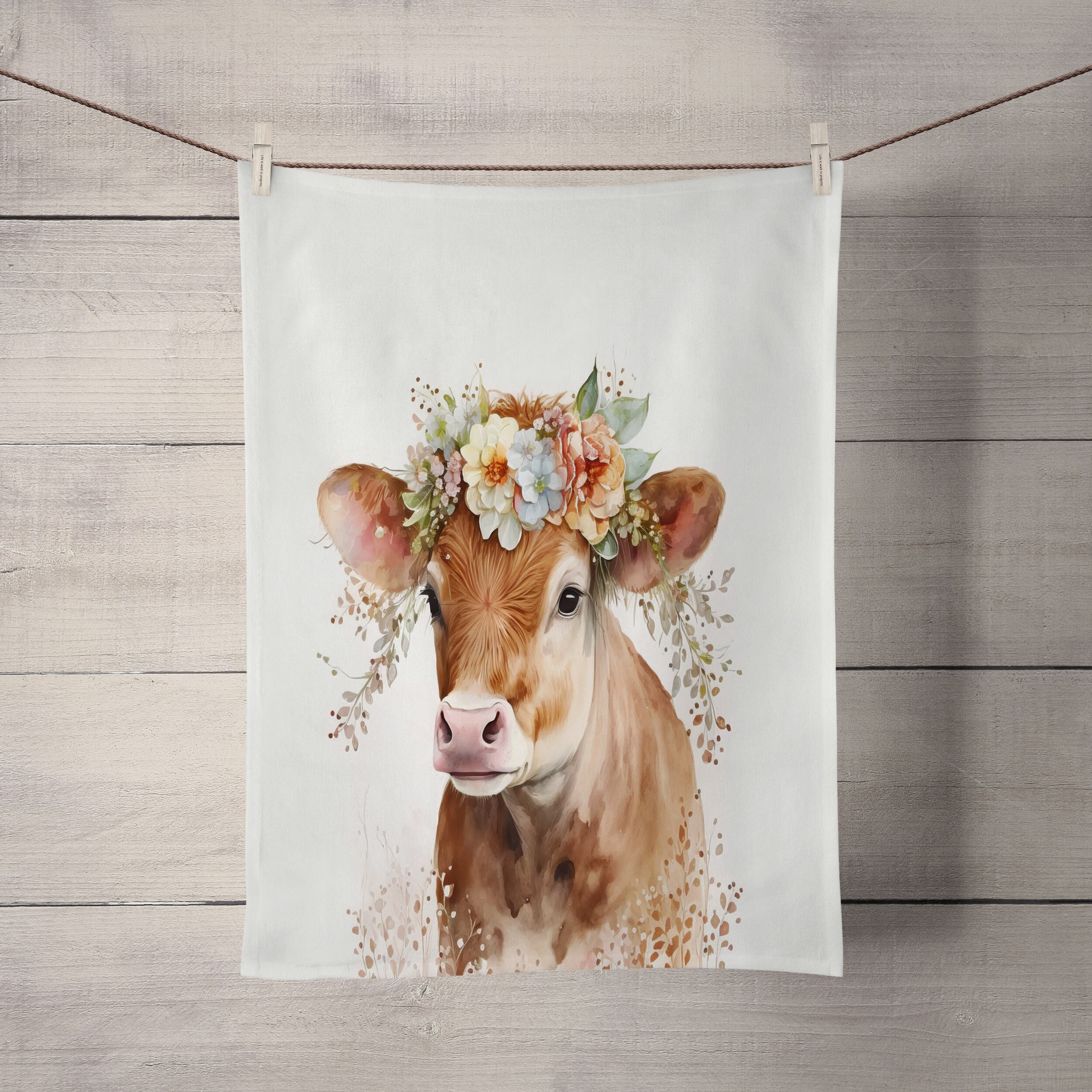 Watercolor Floral Cow Shower Curtain With Set Options - Etsy