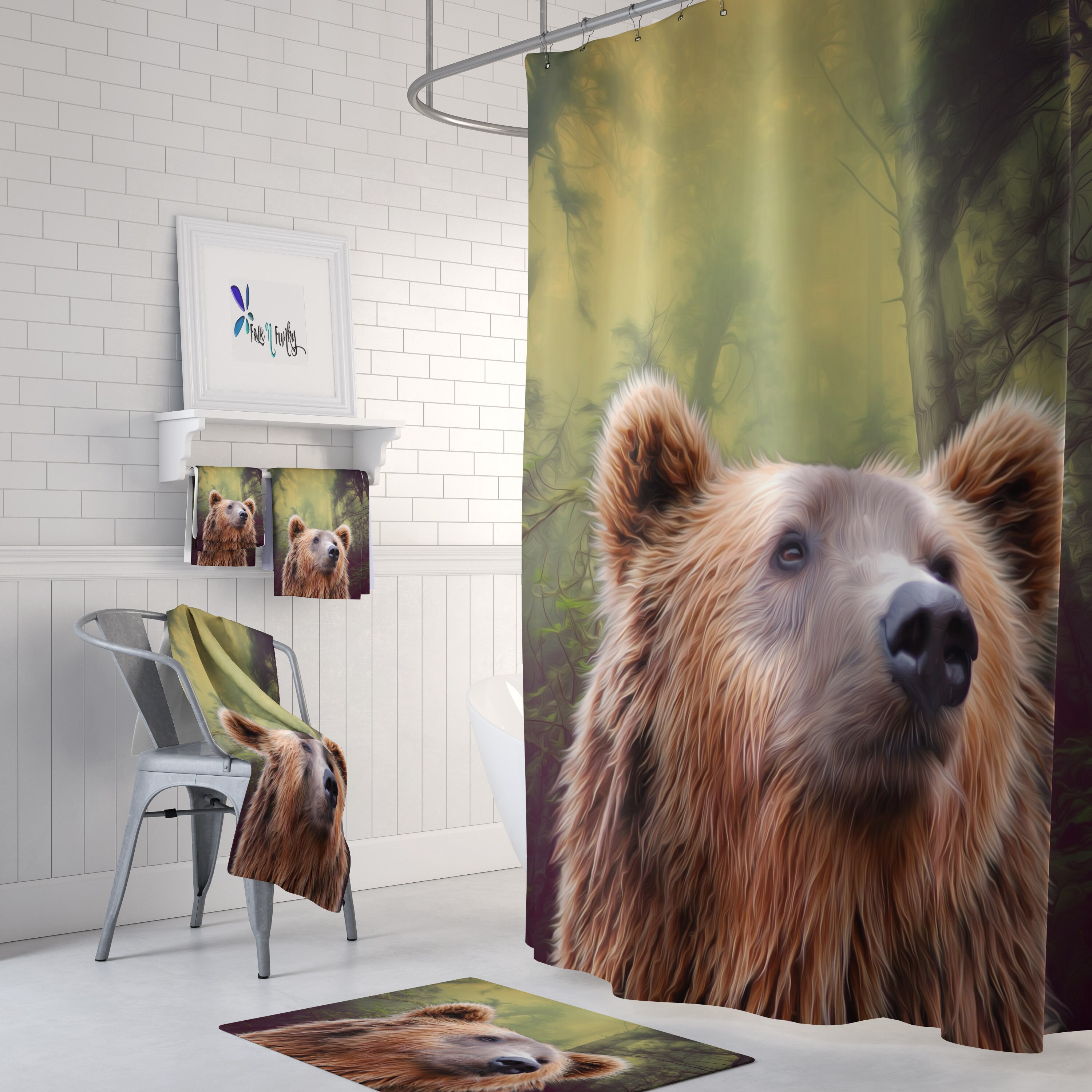 Brown Bear Shower Curtain | Etsy