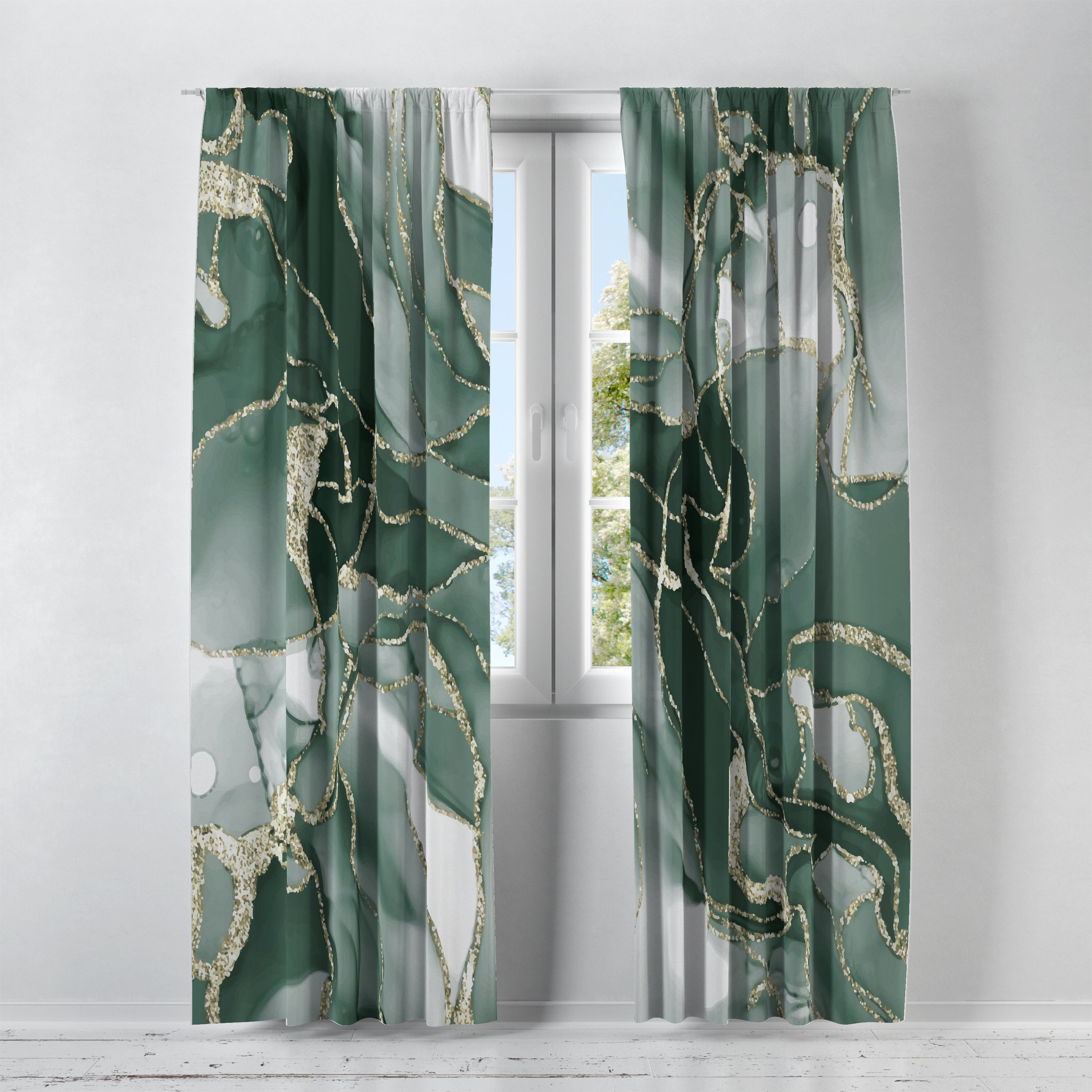 Swirling Sage Window Curtains - Etsy
