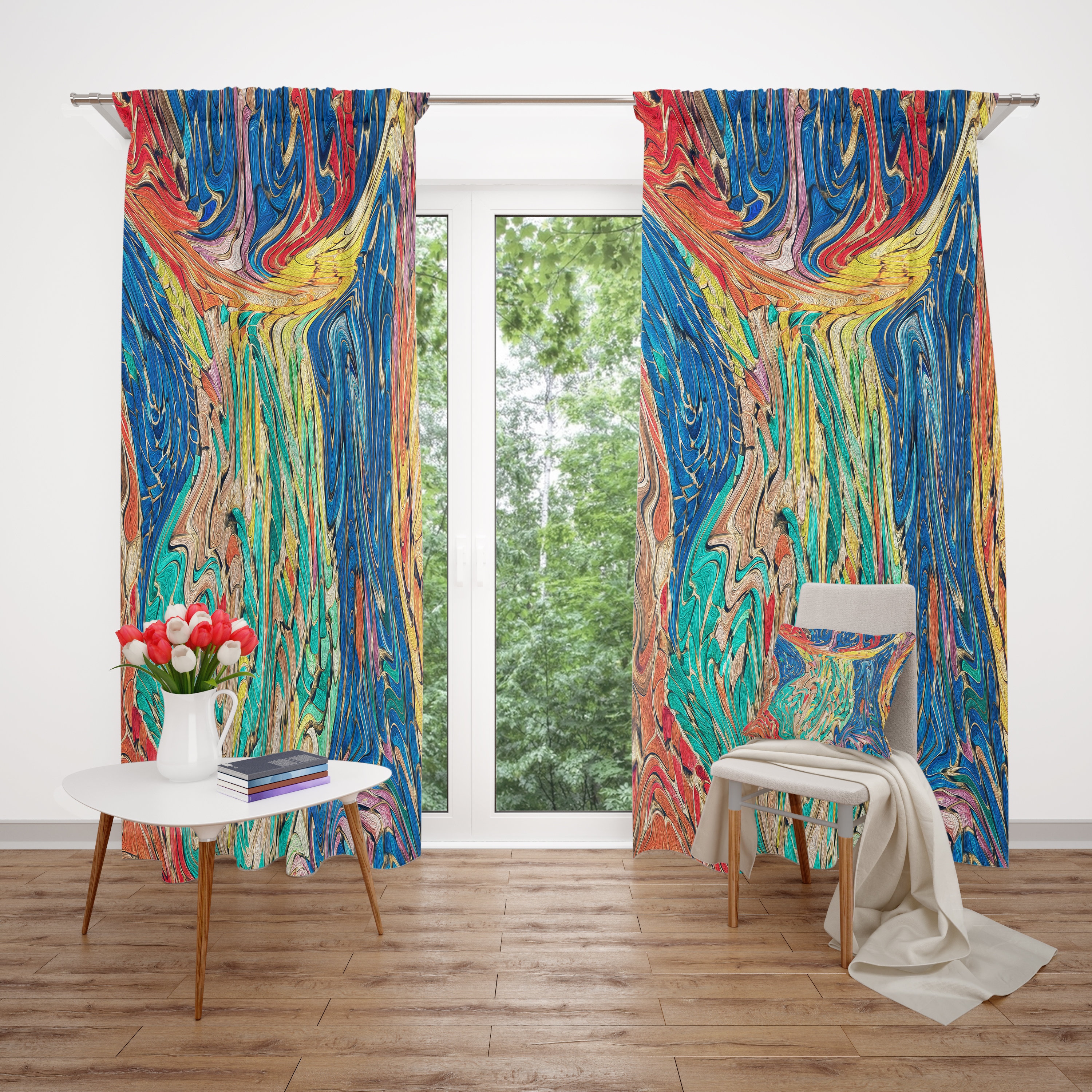 Boho Chic Window Curtains Hippie Abstract | Etsy