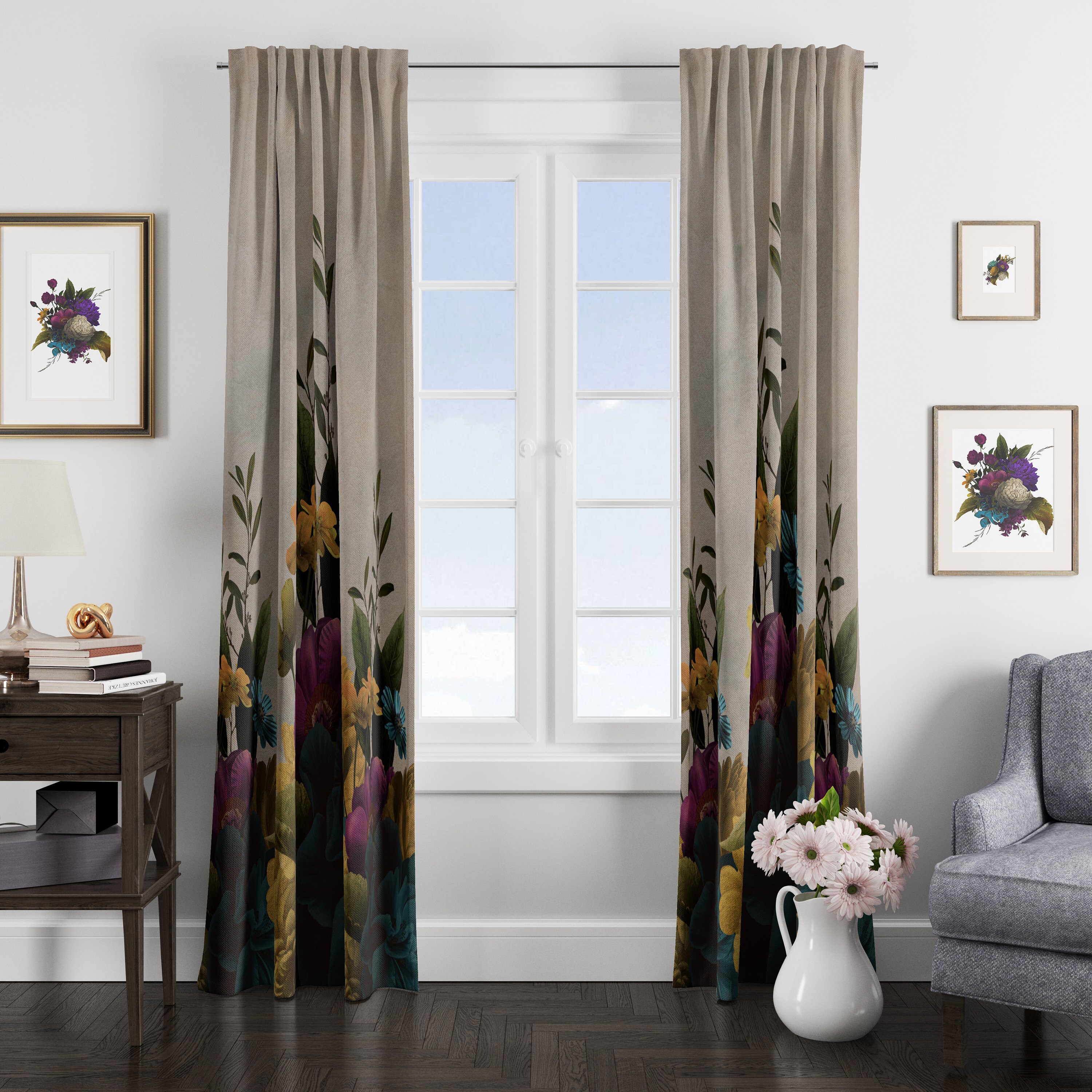Vintage Garden Floral Window Curtains - Etsy