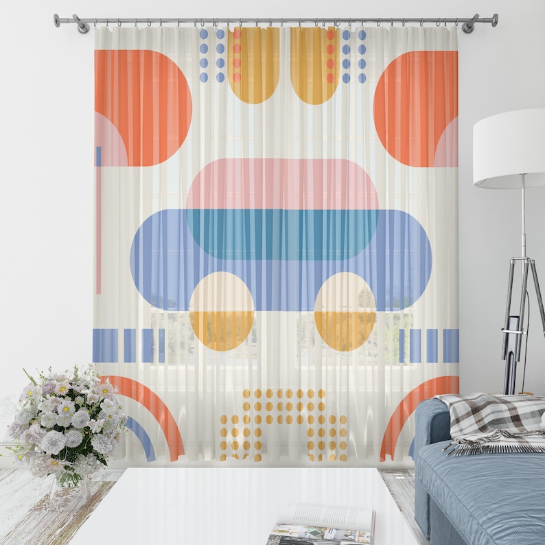 Mid Century Modern Abstract Window Curtains | Etsy