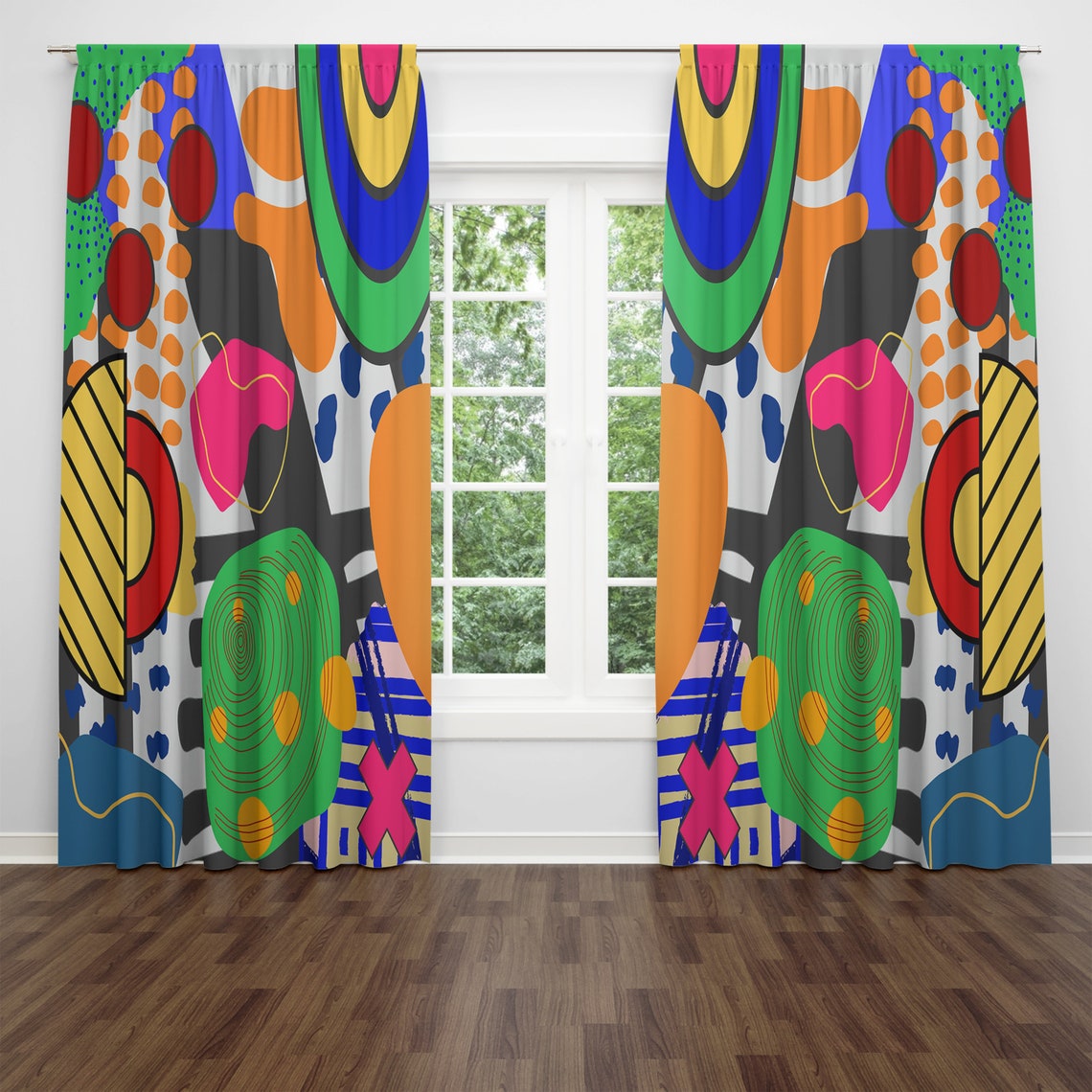 Colorful Abstract Window Curtains - Etsy
