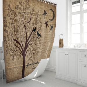 Primitive Shower Curtain, Grow Old With Me - Etsy