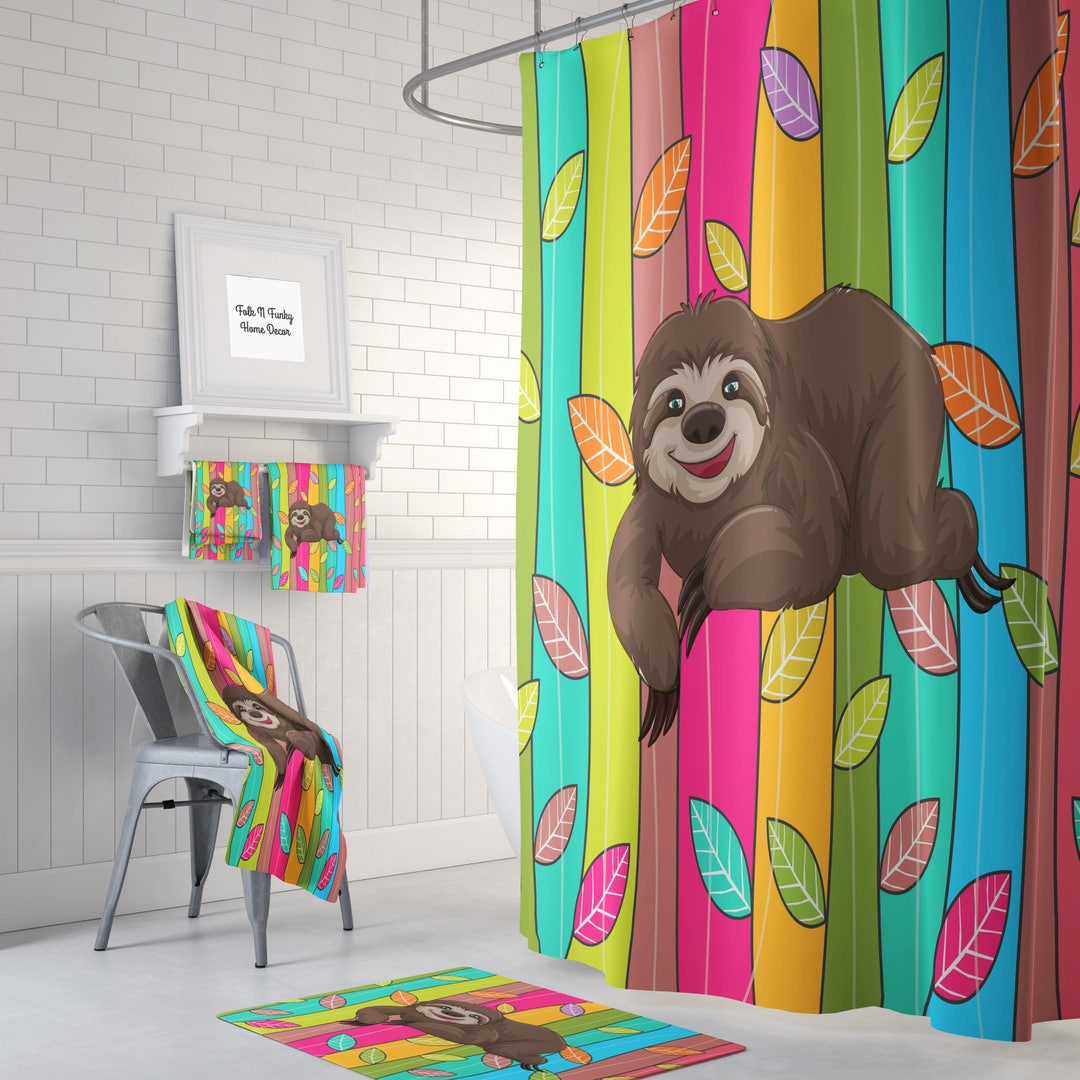 Colorful Sloth Shower Curtain - Etsy