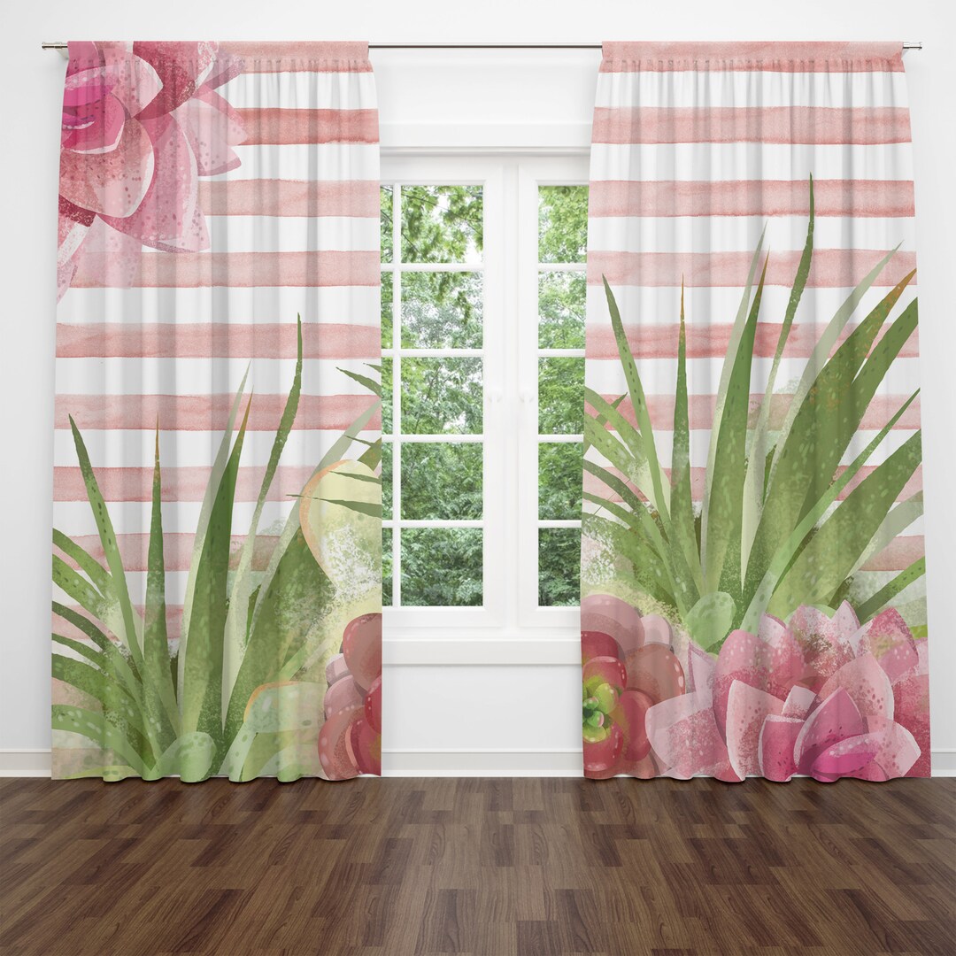 Cactus Floral Succulents Window Treatments Custom Window - Etsy