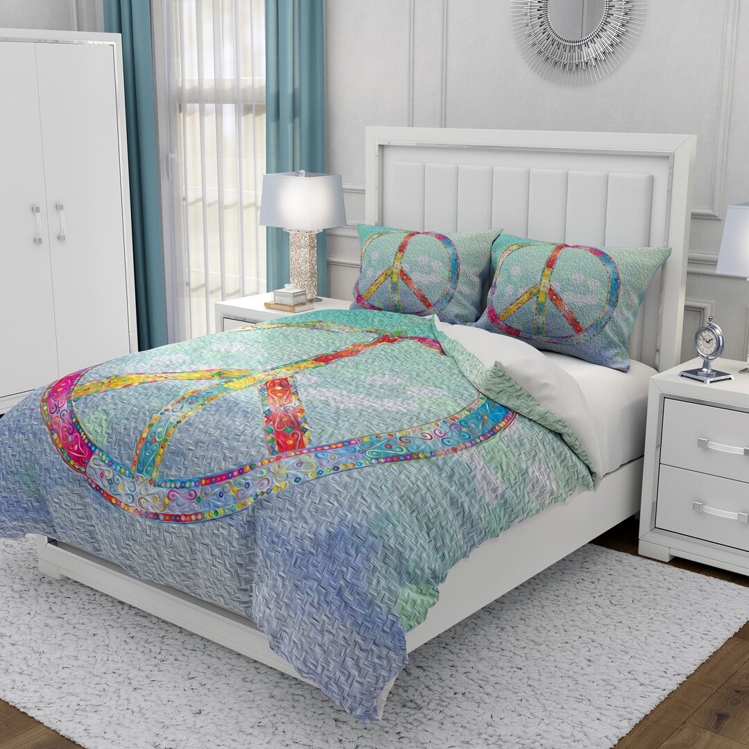 Peace Sign Boho Comforter OR Duvet Cover Set - Etsy