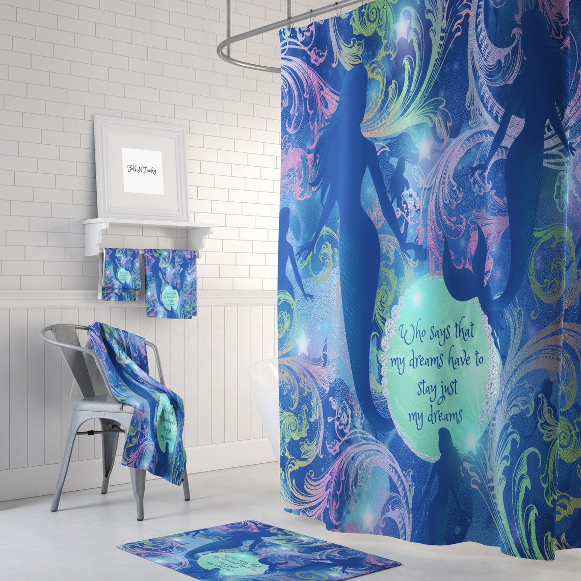 Mermaid Shower Curtain Mermaid Bathroom Decor Etsy