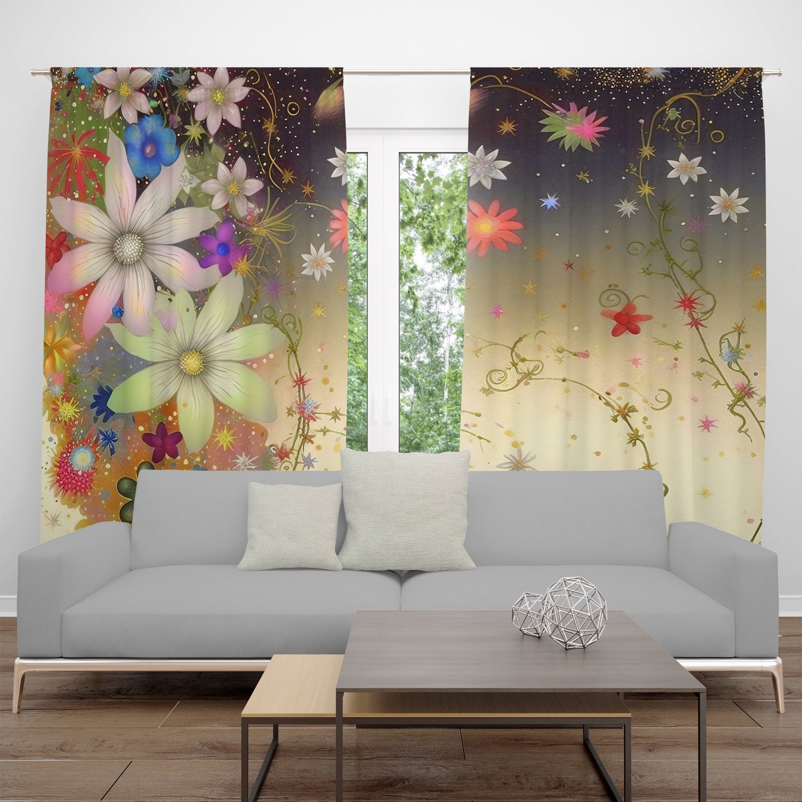 Free Falling Floral Window Curtains - Etsy