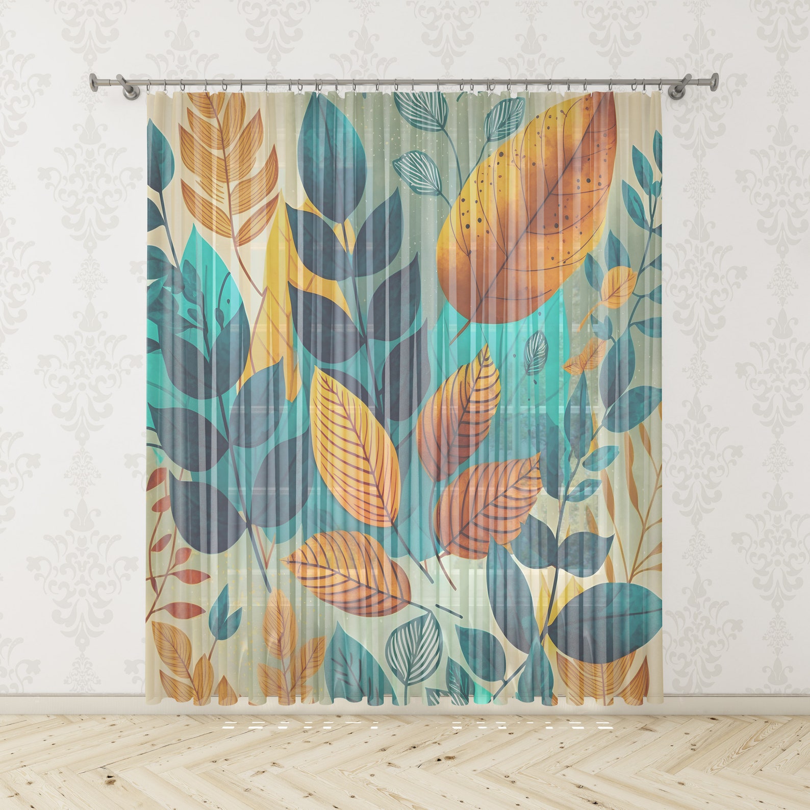 Colorful Leaves Botanical Window Curtains - Etsy