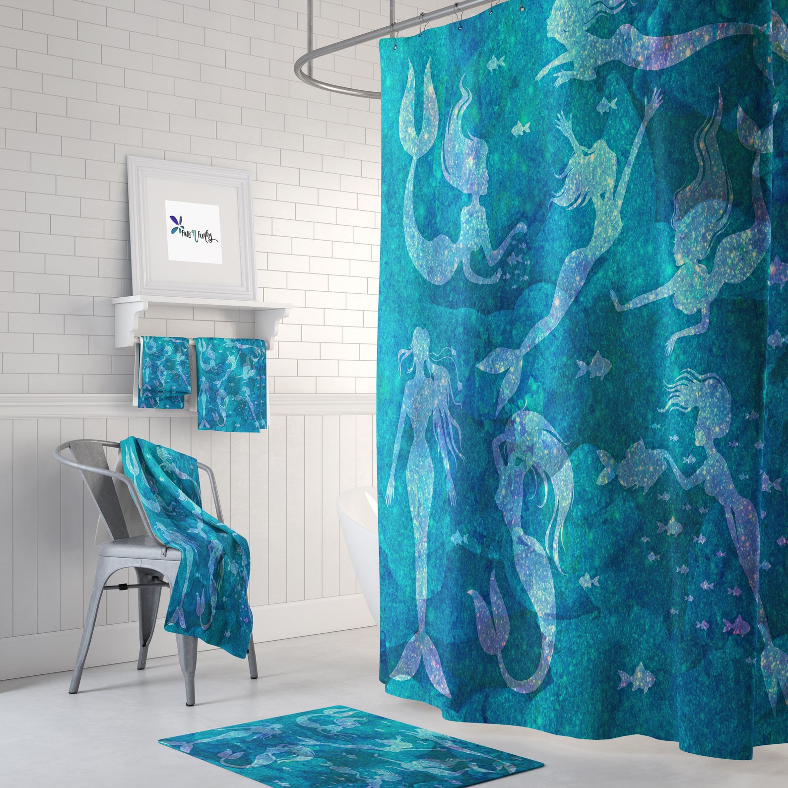 Mermaid Shower Curtain Optional Bath Mat Bathroom Under Water Etsy