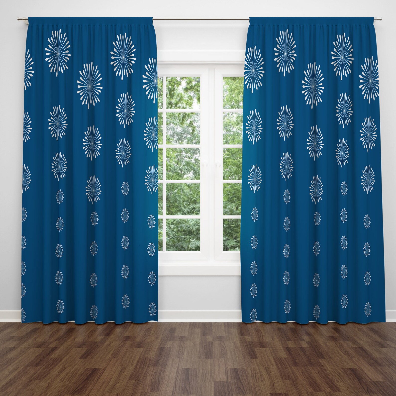 Classic Blue Mod Window Treatments Custom Window Curtains - Etsy