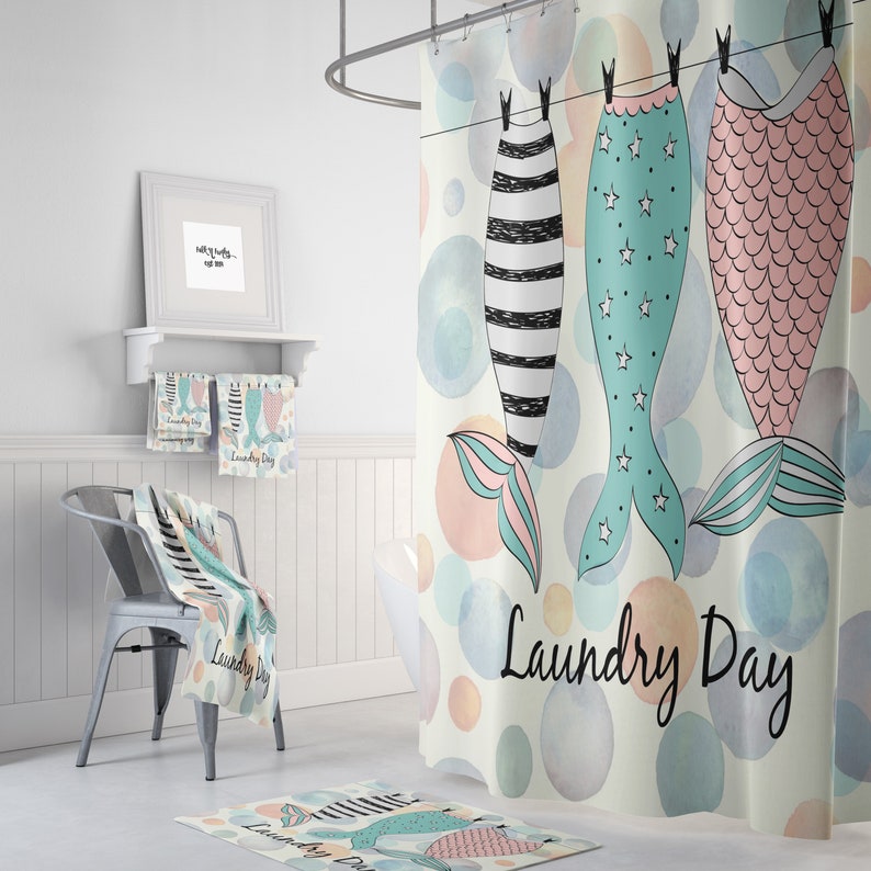 Mermaid Shower Curtain Mermaid Bathroom Decor Mermaid Tails | Etsy