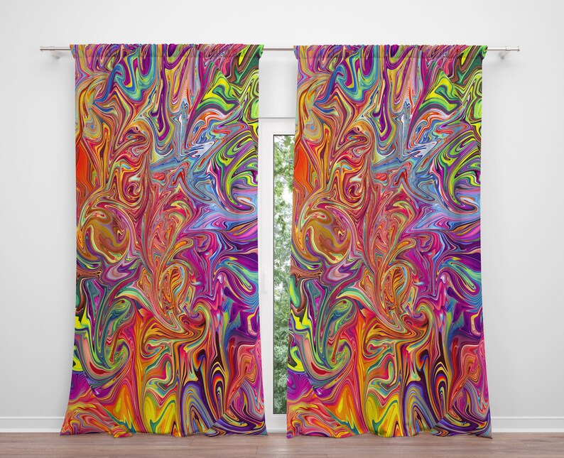 Psychedelic Window Curtains | Etsy