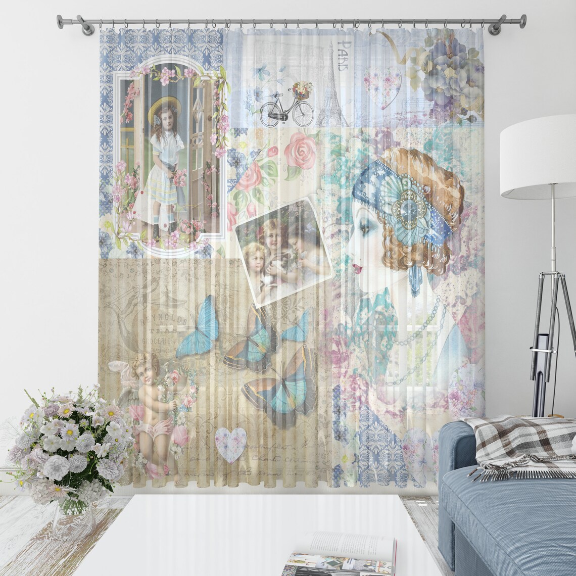 Victorian Collage Window Curtains Custom Window Treatments or - Etsy