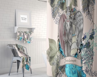 Skull Shower Curtain Sugar Skulls Day of the Dead Bath | Etsy