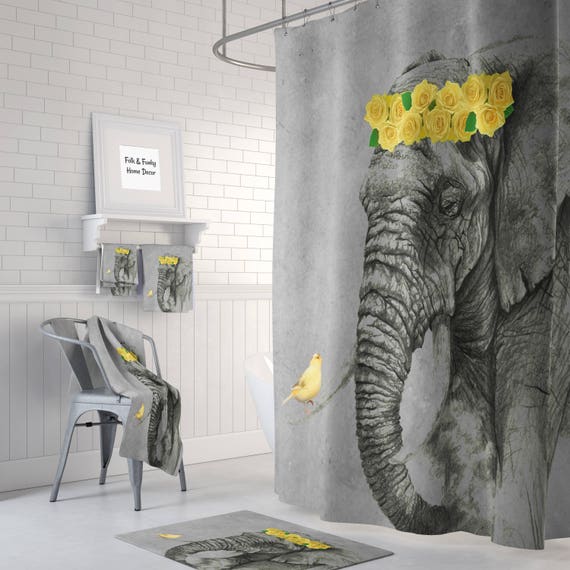 Elephant Shower Curtain Etsy