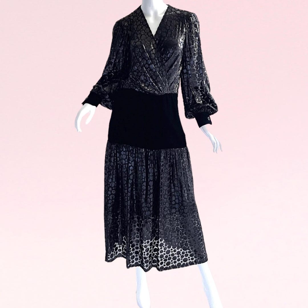 1970s Vintage Givenchy Nouvelle Boutique Dress Sara Fredericks Metallic ...
