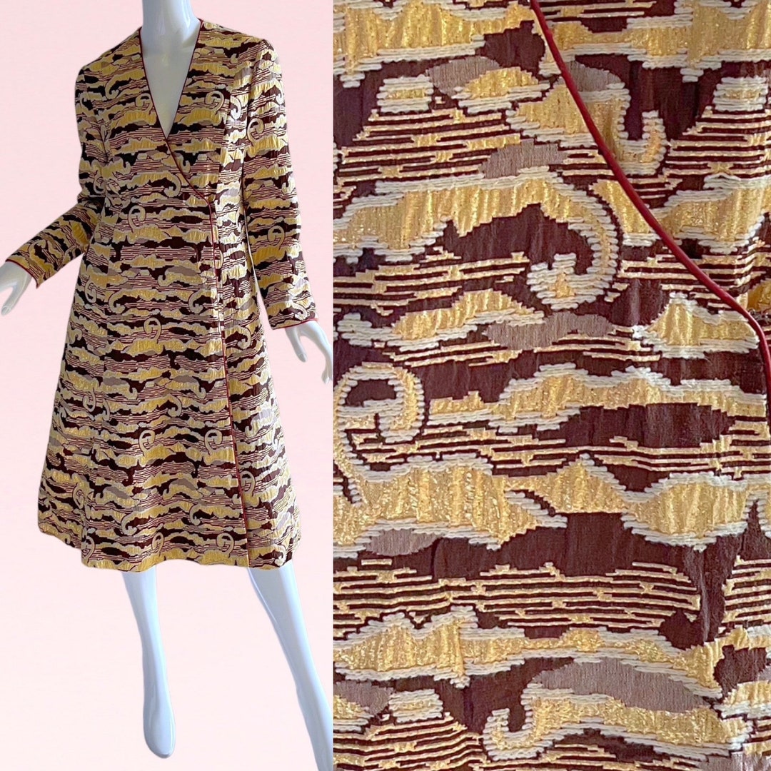 1960s Vintage Richard Tam Gold Lame Dress Brocade Metallic Silk ...