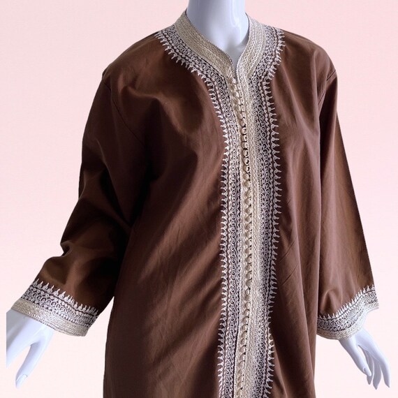 1960s Vintage Moroccan Embroidered Caftan Macrame Kim… - Gem