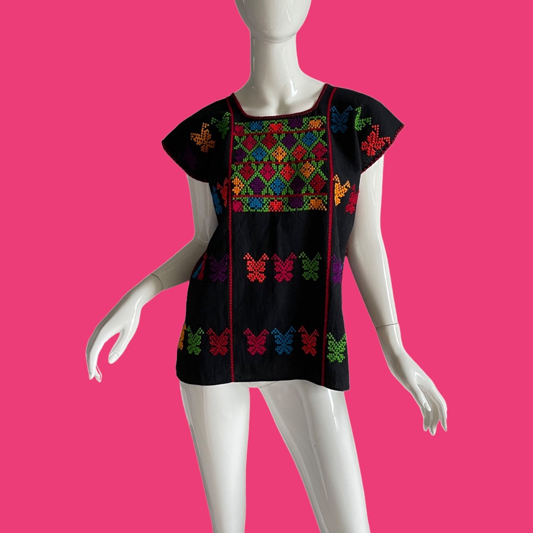 1970s Vintage Guatemalan Embroidered Blouse Huipil Butterfly - Etsy