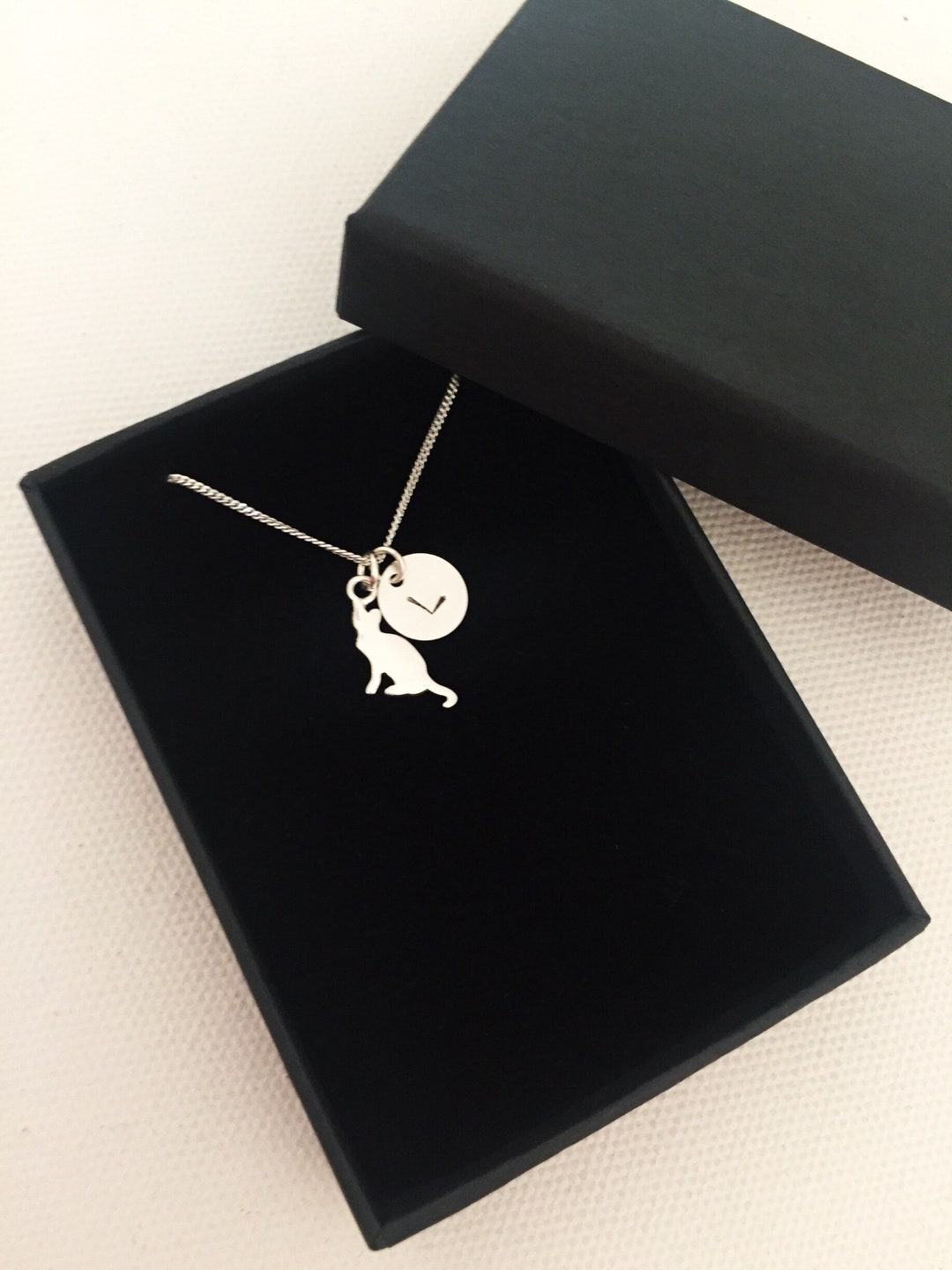Cat Pendant, Silver Necklace, Initial Necklace, Personalized Jewelry ...