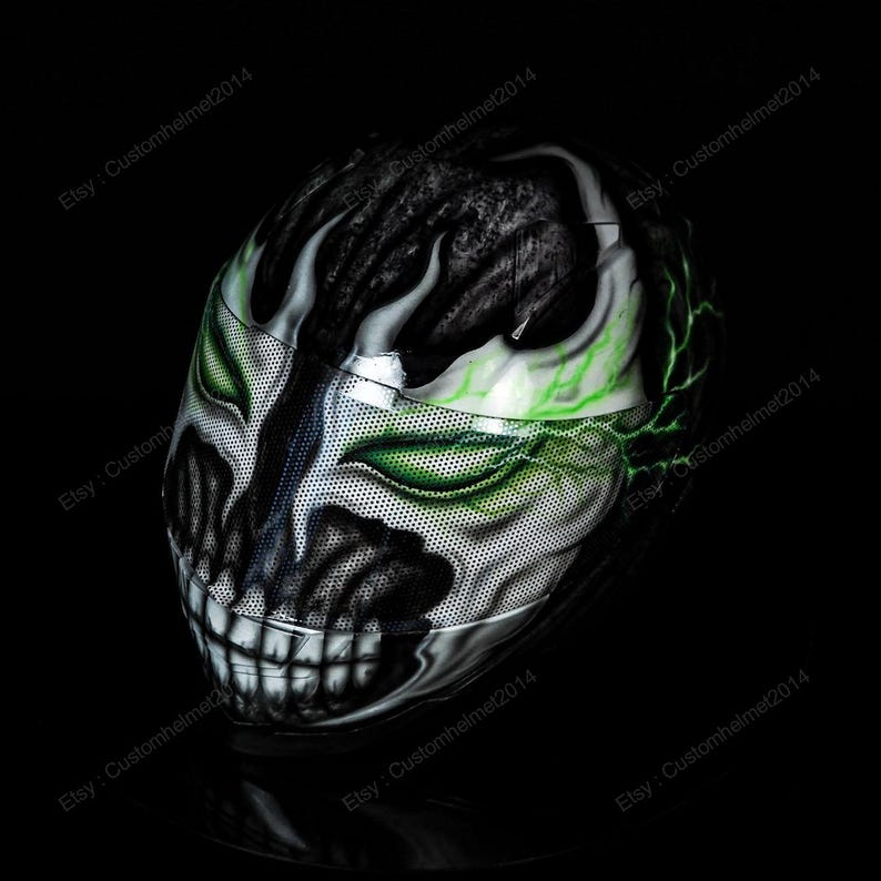 Custom Painted Demon Skull Motorcycle Helmet, Spawn Inspired Full Face ...