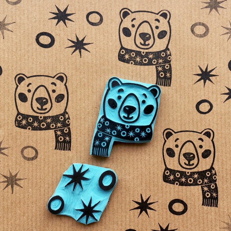 Bear Rubber Stamp - Etsy
