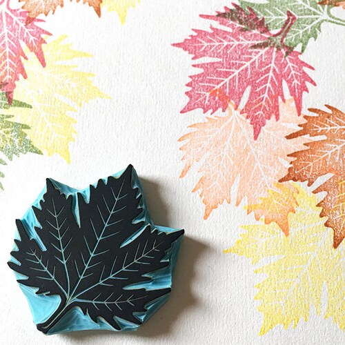 Autumn Leaf Stamp Rubber Stamp Hand Carved Fall Decor - Etsy