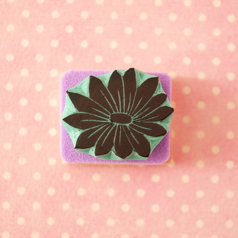 Wild Flower Rubber Stamp Flower Decor Hand Carved Stamp - Etsy