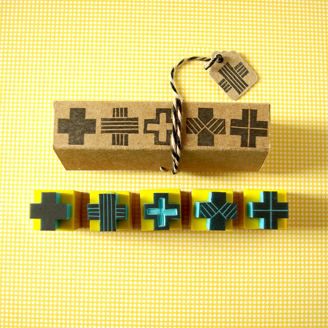Plus Signs Stamps Set of Five Mini Rubber Stamps Hand - Etsy