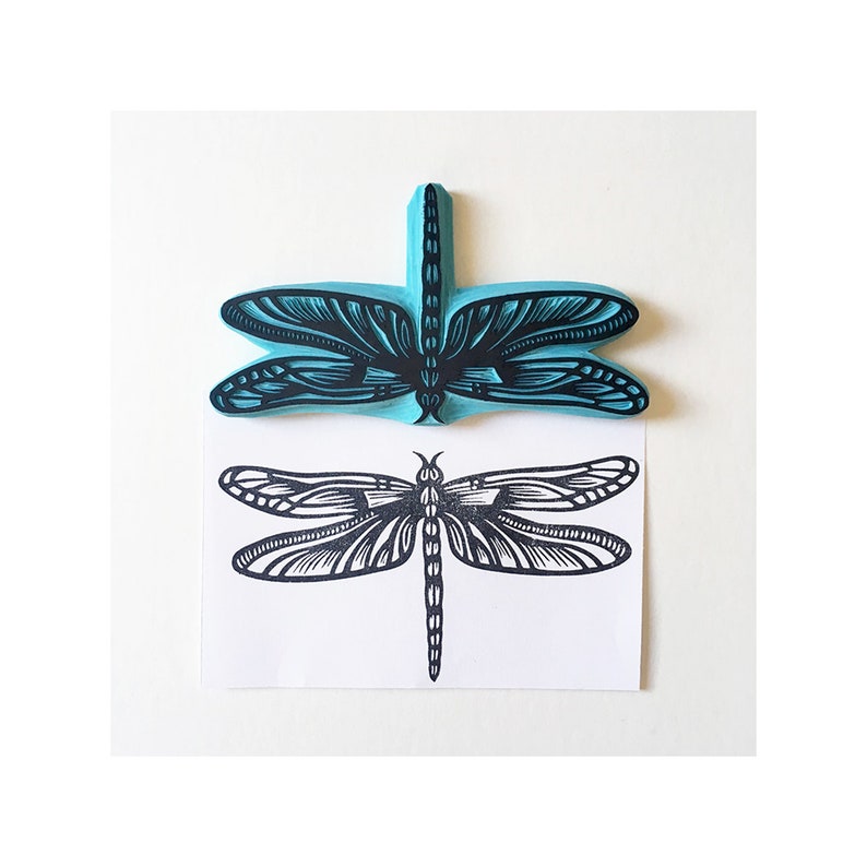 Dragonfly Rubber Stamp, Hand Carved Stamp Made by Cassastamps - Etsy