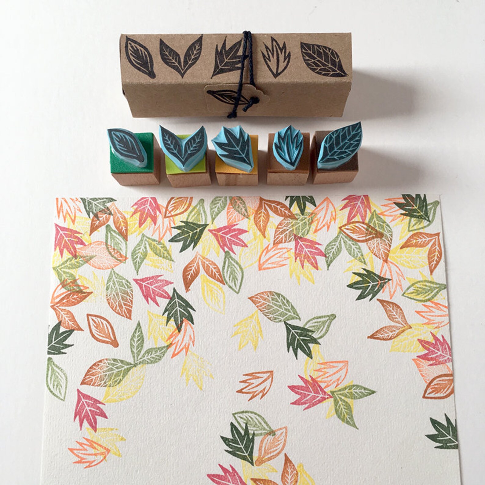 Autumn Leaf Rubber Stamps Hand Carved Rubber Stamps Set of - Etsy