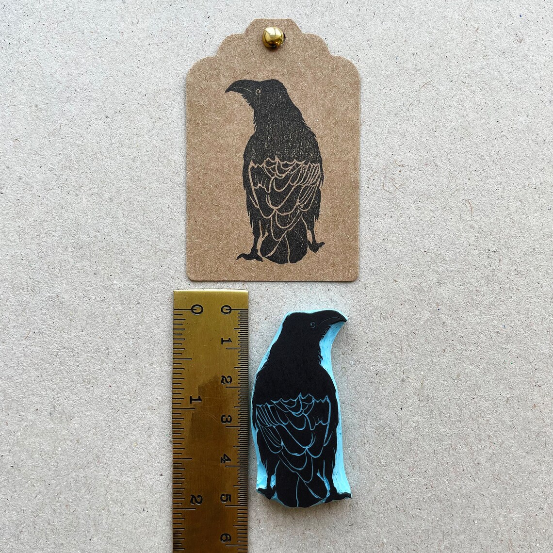 Raven Rubber Stamp Hand Carved Black Crow Bird Stamp - Etsy