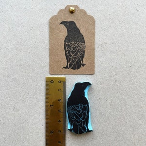 Raven Rubber Stamp, Hand Carved Black Crow Bird Stamp - Etsy