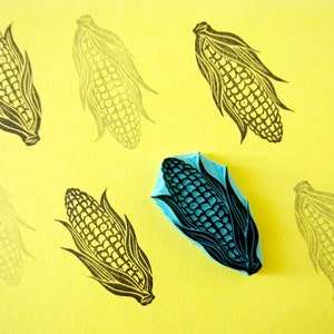 Corn on the Cob Rubber Stamp, Hand Carved Stamp, Corn Rubber Stamp ...