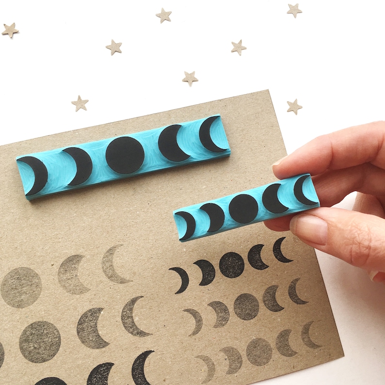 Moon Phases Rubber Stamps Two Sizes Hand Carved - Etsy