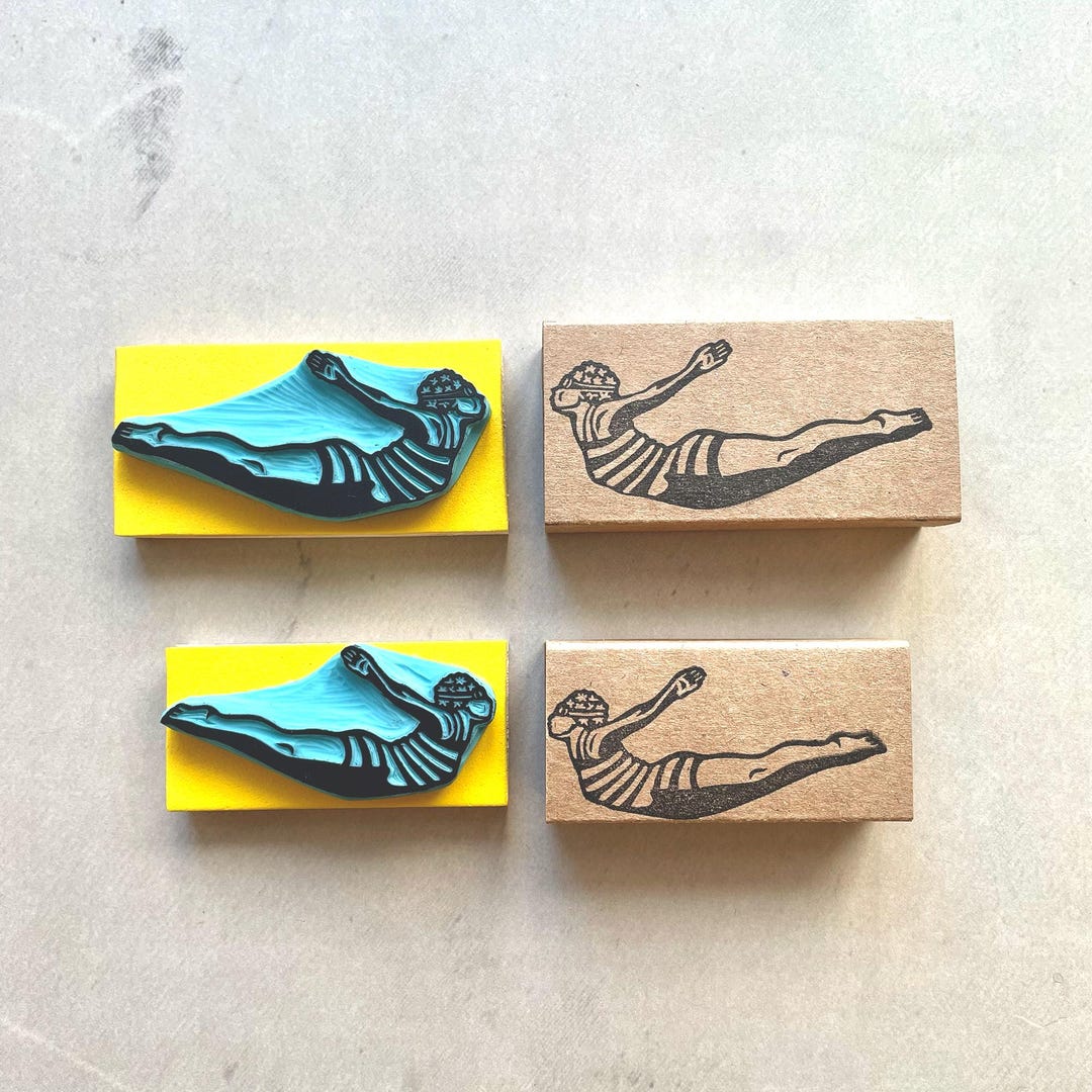 Vintage Woman Swimmer Rubber Stamp - Etsy