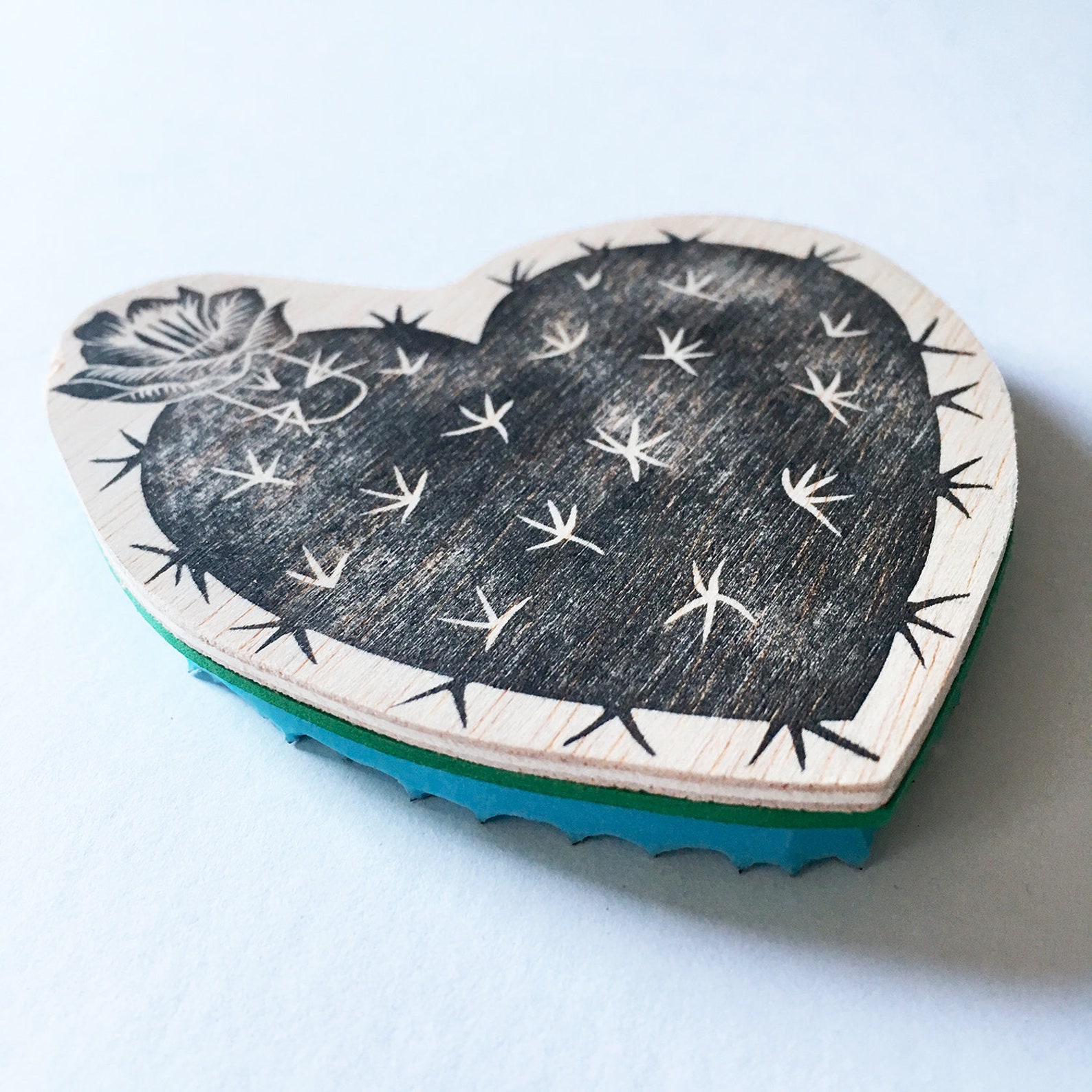Cactus Heart Rubber Stamp Hand Crafted Stamp Valentine - Etsy